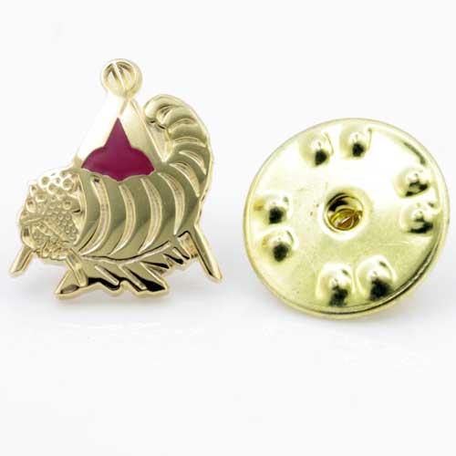 Gilt Metal and Enamel Cornucopia Horn of Plenty Lapel Pin - Masonic ...